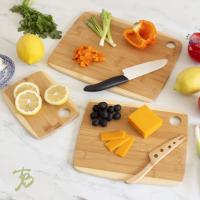 China Natural Bamboo Cutting Board Set 3PCS with Juice Groove Hanging Hole 33x22 cm for sale