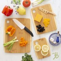 China Natural Bamboo Cutting Board Set 3PCS with Juice Groove Hanging Hole 33x22 cm for sale