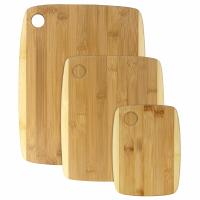 China Natural Bamboo Cutting Board Set 3PCS with Juice Groove Hanging Hole 33x22 cm for sale