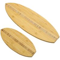 China Surfboard Shaped Bamboo Cutting Board Set 2pcs 19x6.3 Inch Kitchen Chopping Board for sale