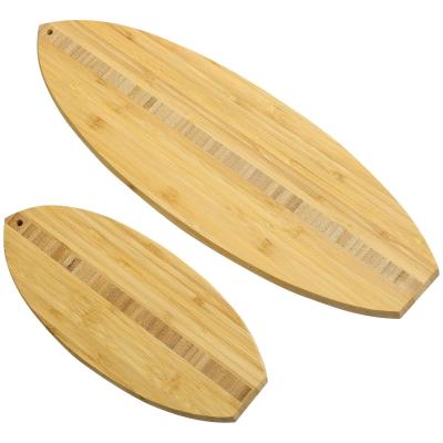 China Surfboard Shaped Bamboo Cutting Board Set 2pcs 19x6.3 Inch Kitchen Chopping Board for sale
