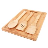 China Extra Large Kitchen Bamboo Wood Cutting Board With 3 Pcs Utensils Set for sale
