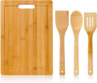 China Extra Large Kitchen Bamboo Wood Cutting Board With 3 Pcs Utensils Set for sale