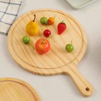 China Round Bamboo Butcher Block Cutting Board Pizza Tray with Handle 15x1.2cm for sale