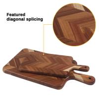 China Acacia wood Meat Bread Rectangle cutting board with handle for sale