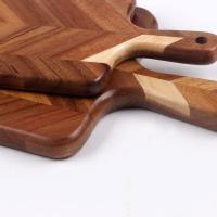 China Acacia wood Meat Bread Rectangle cutting board with handle for sale