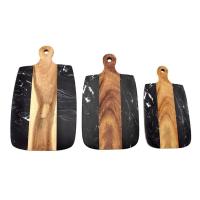 China Acacia marble and wood chopping cutting board blocks with handle for sale