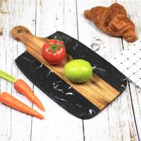 China Acacia marble and wood chopping cutting board blocks with handle for sale