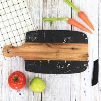 China Acacia marble and wood chopping cutting board blocks with handle for sale