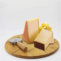 China Round 25cm Bamboo Butcher Block Cutting Board Pizza Tray with Cutter Wheel for sale