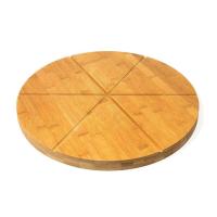China Round 25cm Bamboo Butcher Block Cutting Board Pizza Tray with Cutter Wheel for sale