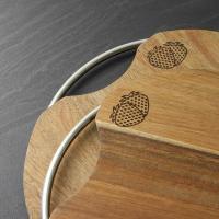 China Kitchen Round Dia 30cm Acacia Wood Cutting Board With Handle for sale