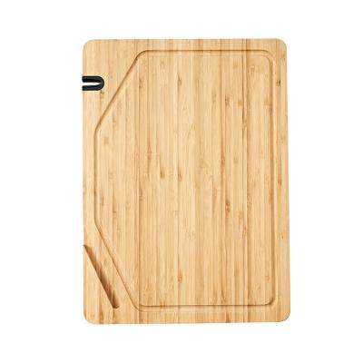 China Custom 38x28cm Bamboo Butcher Block Cutting Board With Phone Holder Knife Sharpener for sale