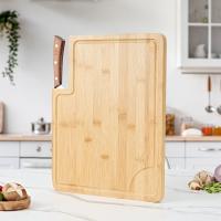 China Extra Large Organic Bamboo Butcher Block Cutting Board with Knife Holder and Groove 45x30cm for sale
