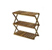China Bamboo Wooden Foldable Shoe Rack 3 Tier Shelf 63 cm Wide for Living Room for sale