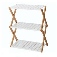China 3 Tier Wooden Flower Pot Rack 60x30x71cm Pine Wood Foldable Plant Stand Shelf for sale