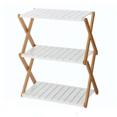 China 3 Tier Wooden Flower Pot Rack 60x30x71cm Pine Wood Foldable Plant Stand Shelf for sale