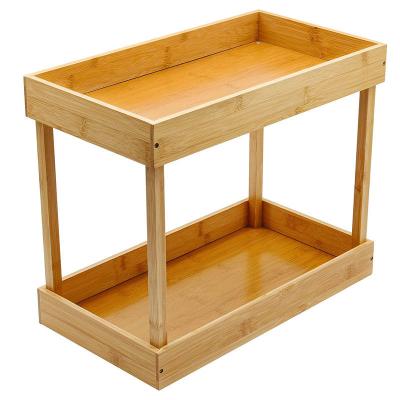 China 2 Tier Bamboo Spice Rack Organizer 15.7x8.6x13.4 Inch Natural Bathroom Shelf for sale