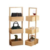 China Natural Bamboo 3 Tier Standing Shelf Waterproof Storage Rack 66 lbs Capacity for sale