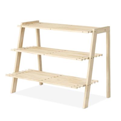China 3 Tier Wooden Shoe Rack 66x45x63cm Solid MDF Storage Organizer for Entrance for sale