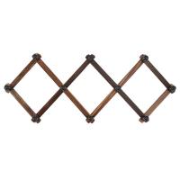 China Wooden Hanging Scarf Key Storage Shelf 95x35cm Folding Retractable Household Rack with 13 Hooks for sale