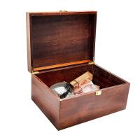 China 12.5x9.4x6.1inch Acacia Wooden Storage Box with Hinged Lid and Lock Key for sale