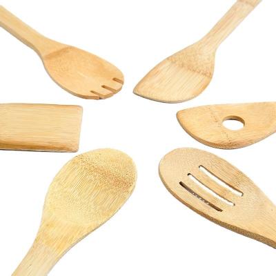 China 6 Piece Bamboo Kitchen Utensil Set Wood Spatula Spoon 30x6 cm Cooking for sale