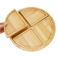 China Organic Bamboo Serving Tray with 4 Dividers 30x5cm Natural Snack Platter for sale