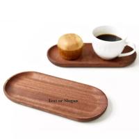 China Acacia Wood Serving Tray 20x11.8cm Sushi Cheese Dessert Platter Food Grade for sale
