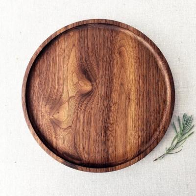 China 20*20 Cm Bamboo Round Tray Display Natural Rolling Wooden sturdy construction for sale
