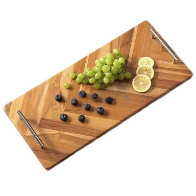 China Acacia Wood Serving Board 20x9.02 Inch with 304 Stainless Steel Handle for sale