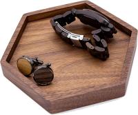 China Round Wooden Jewelry Display Tray 13.5x12.2x1.9cm for Ring Necklace Storage for sale