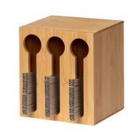 China 3-6L Bamboo Cutlery Organizer Box Wooden Knife Fork Storage for Restaurant Buffet for sale