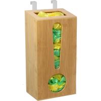 China Wall Mount Bamboo Garbage Bag Holder 6.7x4.5x13.7 Inch Wooden Trash Bag Dispenser for sale