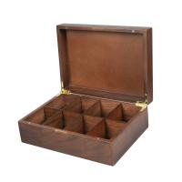 China Walnut Tea Bags Wooden Storage Case With 8 Compartment for sale
