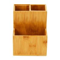 China Natural Bamboo Kitchen Utensil Set with Adjustable Holder 3 Compartments for sale