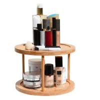 China Bathroom Bamboo Cosmetic Organizer Storage 360 Rotation Multifunctional for sale