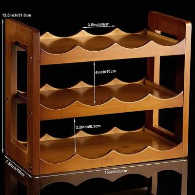 China 3 Tier Bamboo Display Rack Water Bottle And Wine Freestanding Holder for sale