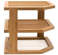 China 3 Tier Bamboo Dish Drying Rack 9.5x10 Inch Kitchen Corner Organizer Shelf for Plates for sale