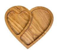 China Natural Bamboo Heart Shaped Serving Plate 30x20cm Walnut Wood Fruit Tray Eco Friendly for sale