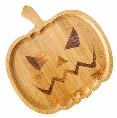 China Custom Size Halloween Pumpkin Bamboo Serving Platter Wooden Appetizer Board 1000 Pcs MOQ for sale