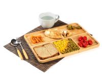 China 4 Compartment Fast Food Bamboo Serving Trays / Divided Plates for sale