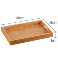 China Eco Friendly Rectangular Bamboo Tray 16x12x2 Inch Natural Brown Serving Platter for sale