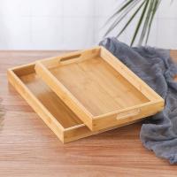 China Eco Friendly Rectangular Bamboo Tray 16x12x2 Inch Natural Brown Serving Platter for sale
