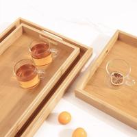 China Eco Friendly Rectangular Bamboo Tray 16x12x2 Inch Natural Brown Serving Platter for sale