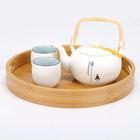 China 3pcs Round Bamboo Serving Tray Set with Handles 25cm 30cm 35cm for sale