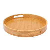 China 3pcs Round Bamboo Serving Tray Set with Handles 25cm 30cm 35cm for sale