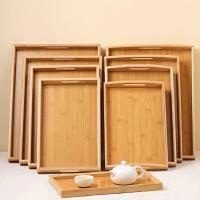 China Natural Bamboo Set of 3 Large Serving Trays 12 Inch Round for Coffee Breakfast Dinner for sale