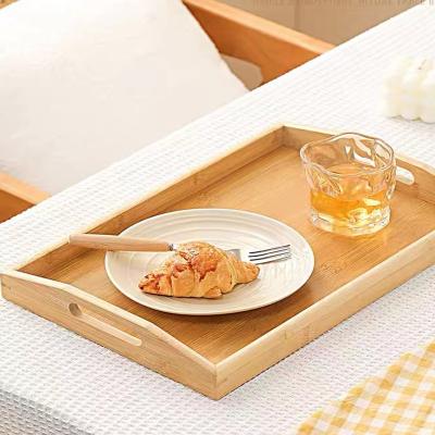 China Natural Bamboo Set of 3 Large Serving Trays 12 Inch Round for Coffee Breakfast Dinner for sale