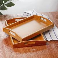 China Natural Bamboo Set of 3 Large Serving Trays 12 Inch Round for Coffee Breakfast Dinner for sale